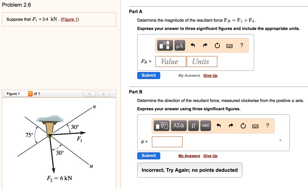 Problem 2.6 Part A Suppose that F = 3.4 kN. (Figure 1) Determine the magnitude of the resultant ...