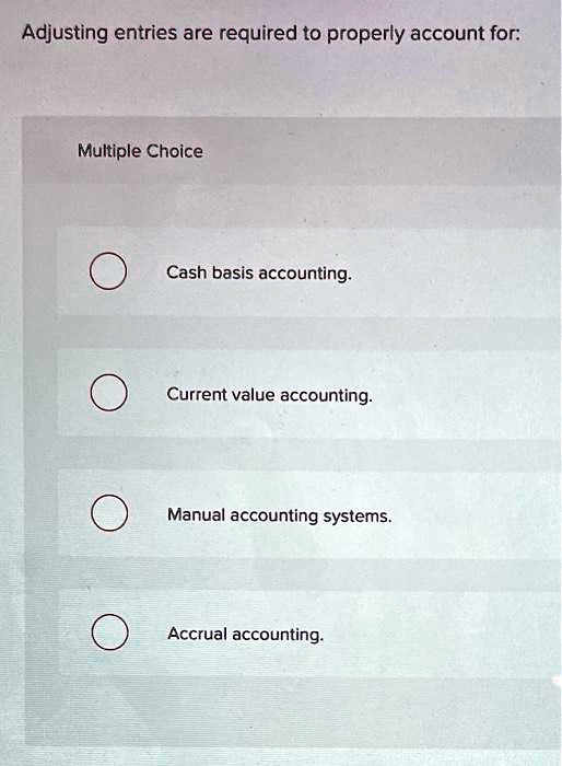 VIDEO solution: Adjusting entries are required to properly account for Multiple Choice Cash ...