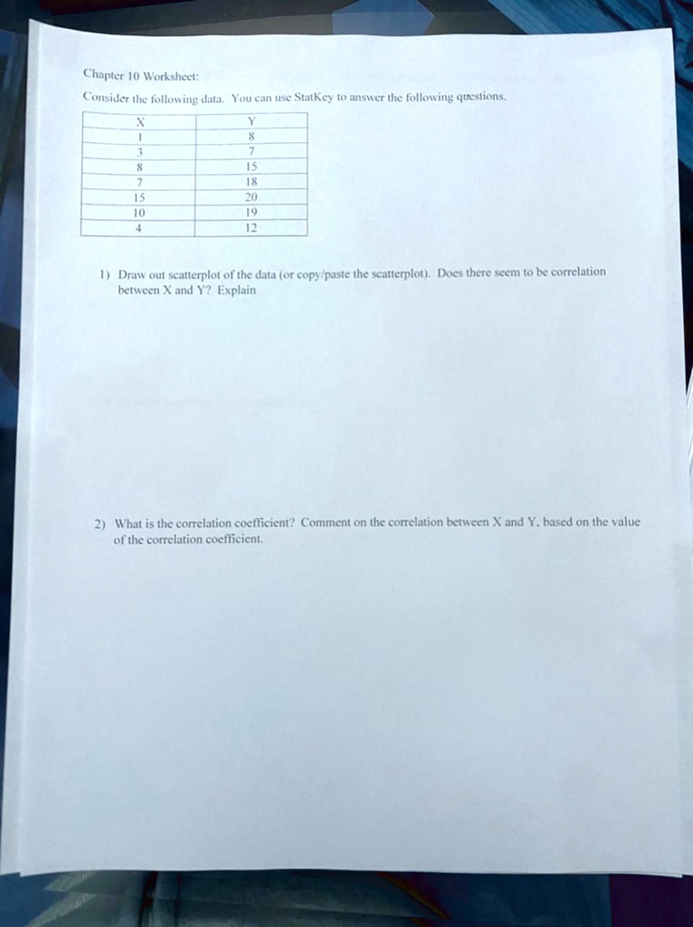SOLVED: Chapter |0 Worksheet: Consider Ihe following clta You CAn Use ...
