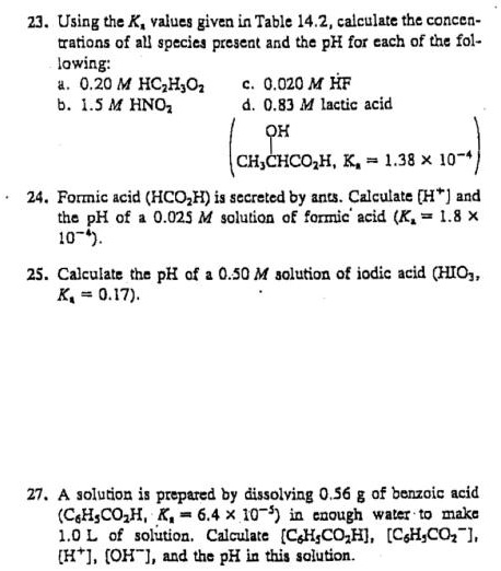 21 using the k values given in table 142 calculate the conccn rarions of all species preseat and ...