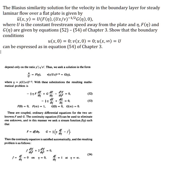 the blasius similarity solution for the velocity in the boundary layer for steady laminar flow ...