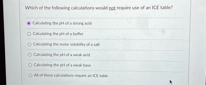 SOLVED: Which of the following calculations would not require use of an ...