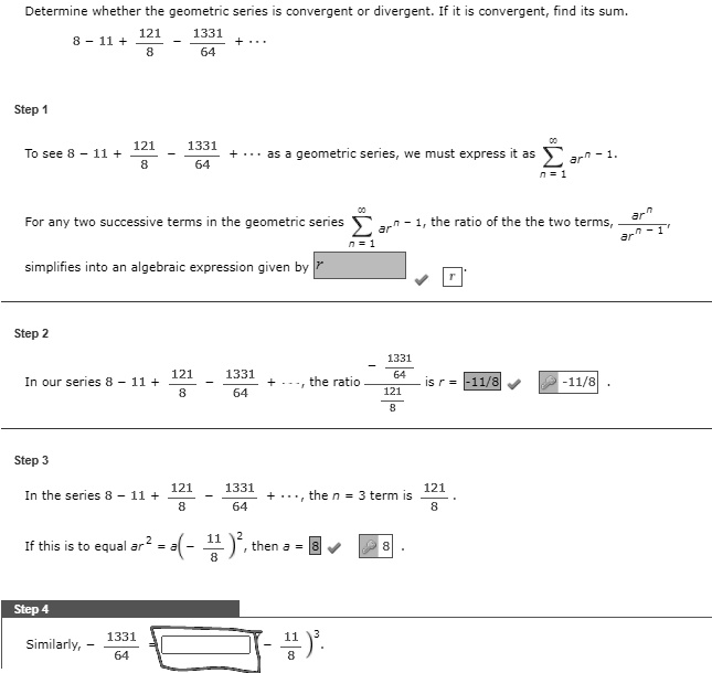 Solved Determine Whether The Geometric Senes 121 1331 11 Convergent Divergent If It Is