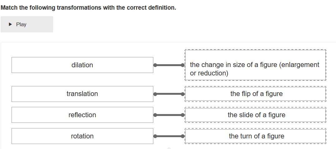 Match the following transformations with the correct definition. Play ...