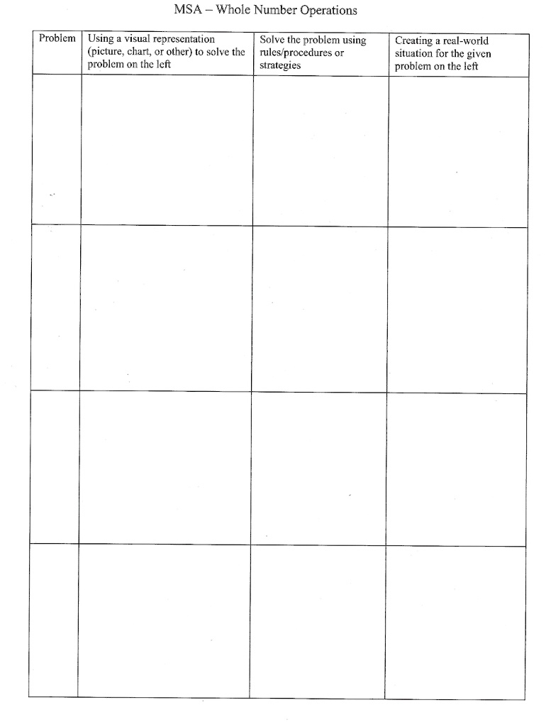 SOLVED:MSA Whole Number Operations Problem Using Visual representation ...