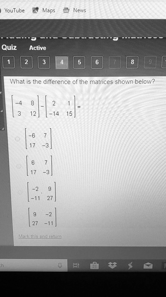 SOLVED: What is the difference of the matrices shown below? COF812] 1-1415v| 17-3]co-11 27119 ...