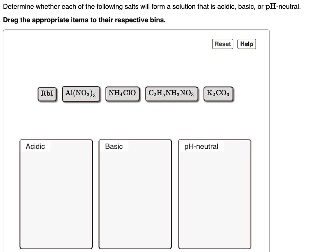 SOLVED: Determine whether each of the following salts will form a ...