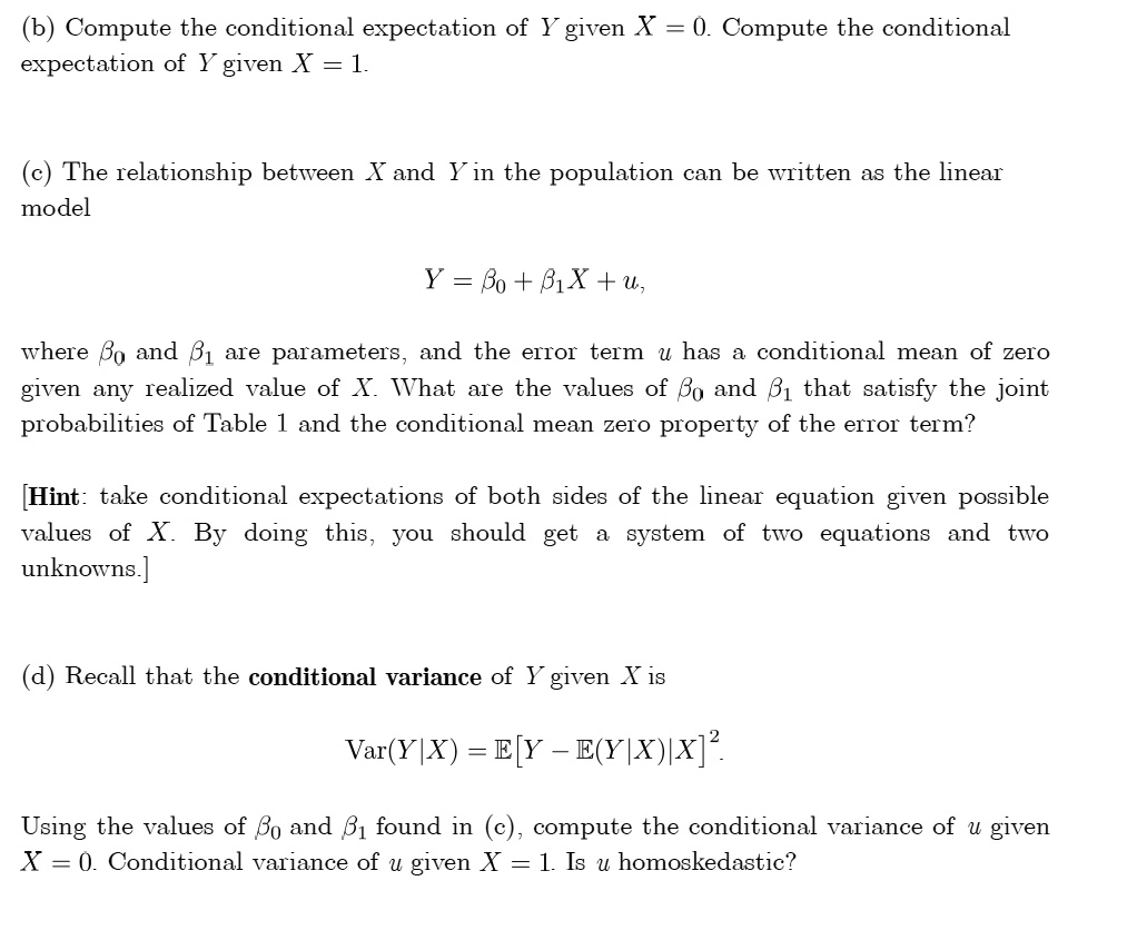 Solved Compute The Conditional Expectation Of Y Given X 0 Compute The 6751