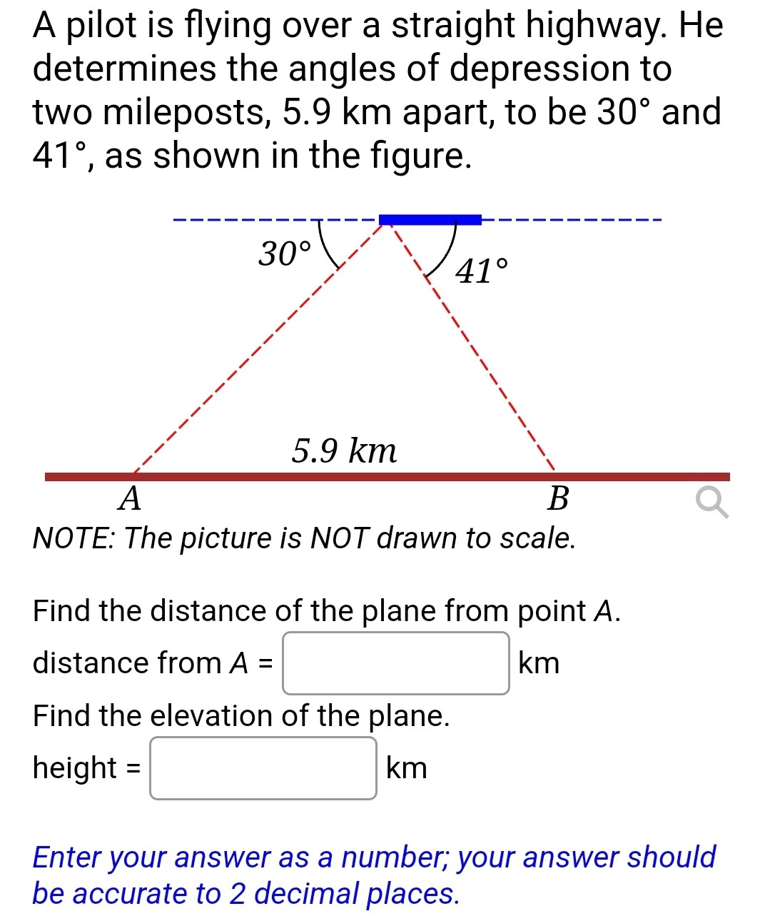 SOLVED: A pilot is flying over a straight highway. He determines the ...