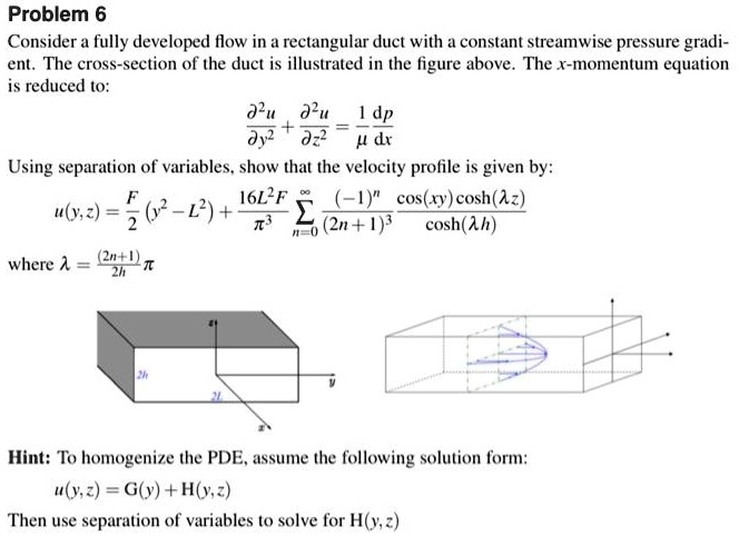 SOLVED: Problem 6: Consider a fully developed flow in a rectangular ...