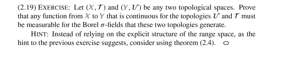 219 exercise let xt and y u be any two topological spaces prove that any function from x to y ...