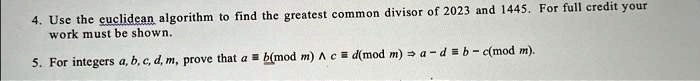Solved Texts Discrete Mathematics 4 Use The Euclidean Algorithm To Find The Greatest Common 8341