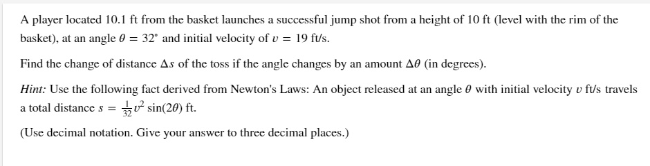 a player located 10 ft from the basket launches successful jump shot ...