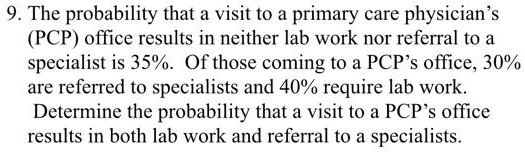 9 the probability that a visit to a primary care physician pcp office ...