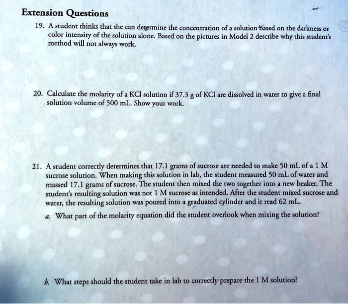Concentration Solution Questions