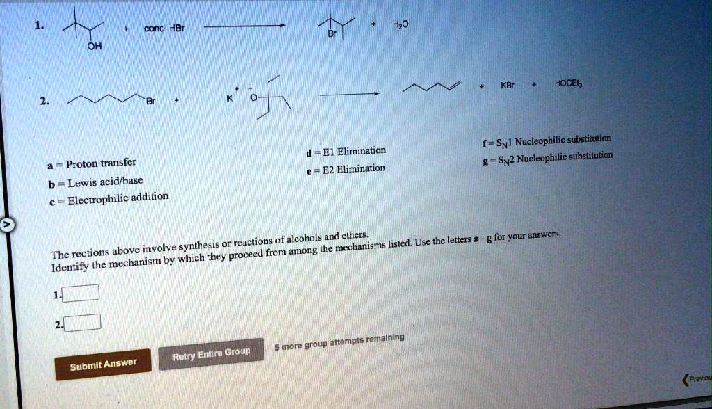 SOLVED: Conc: HBr HOCl SN Nucleophilic substitution SN2 Nucleophilic ...