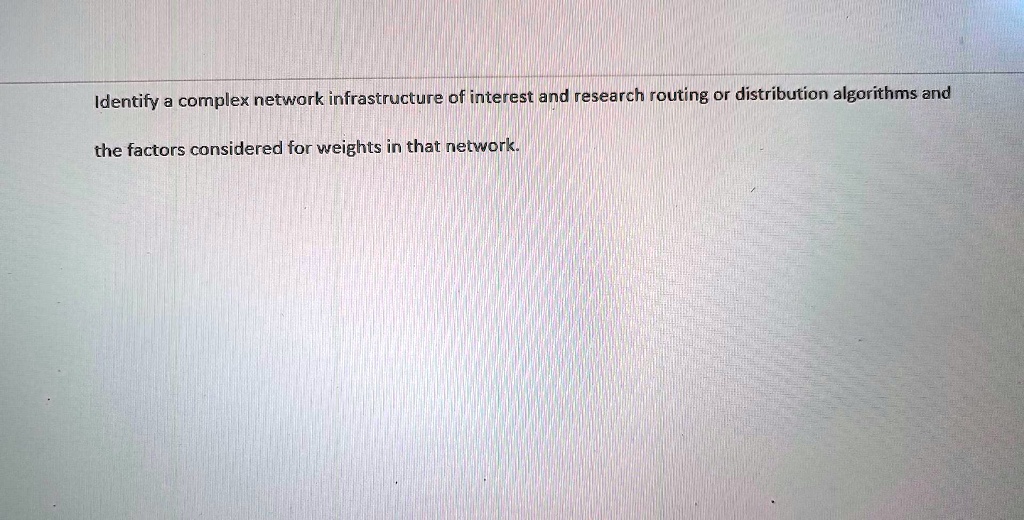 SOLVED: Identify a complex network infrastructure of interest and ...