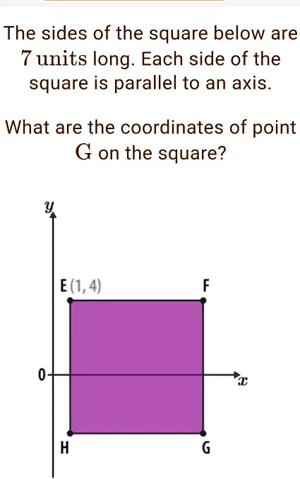 the sides of the square below are 7 units long each side of the square ...