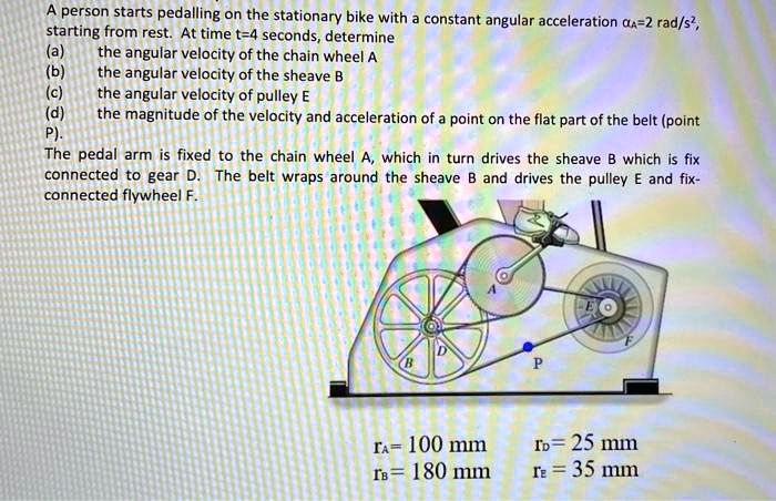 SOLVED: A person starts pedaling on the stationary bike with a constant ...