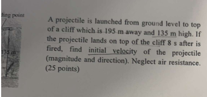 [GET ANSWER] A projectile is launched from ground level to top of a ...