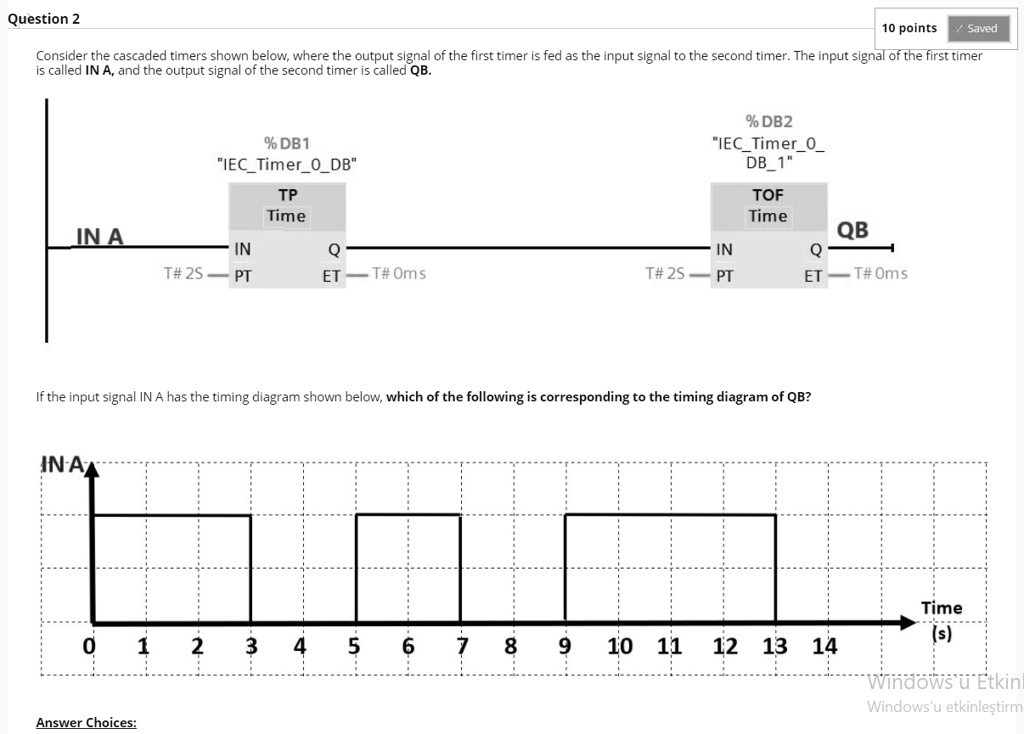 SOLVED: Consider the cascaded timers shown below, where the output signal of the first timer is ...
