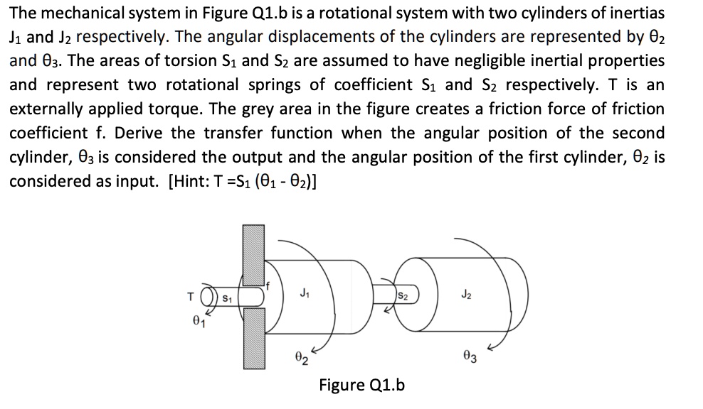 the mechanical system in figure q1b is a rotational system with two ...