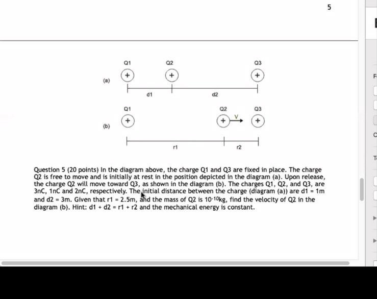 SOLVED: Question 5 (20 points) In the diagram above, the charges Q1 and Q3 are fixed in place ...