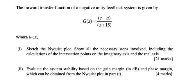 SOLVED: The forward transfer function of a negative unity feedback system is given by -S Gs= s+ ...