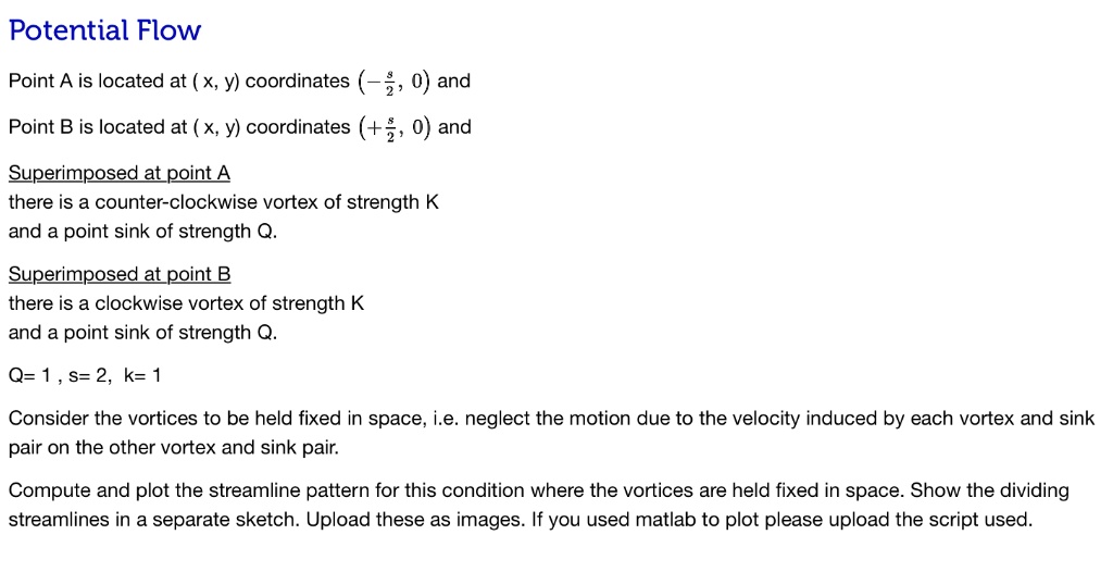 SOLVED: Potential Flow Point A is located at (x, y) coordinates (0, 0 ...