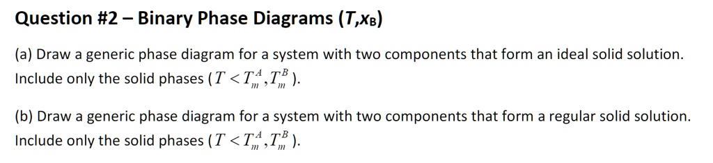 SOLVED: Question #2 - Binary Phase Diagrams (T,xs) (a) Draw a generic phase diagram for a system ...