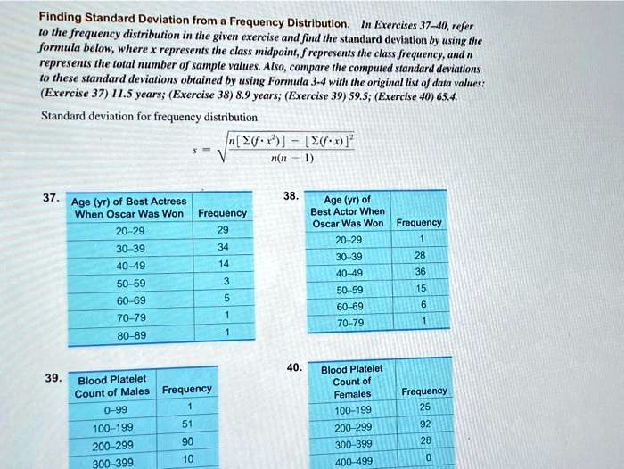 SOLVED: Finding Standard Deviation from Frequency Distribution ...
