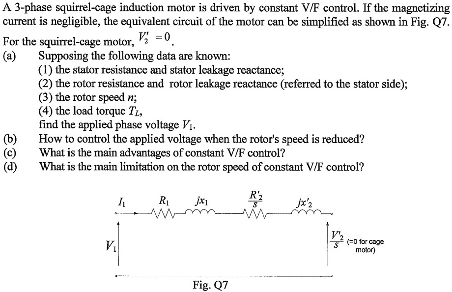 a 3 phase squirrel cage induction motor is driven by constant vf ...