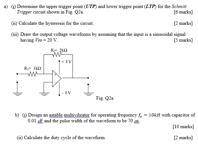 [GET ANSWER] a) (i) Determine the upper trigger point (UTP) and lower trigger point (LTP) for ...