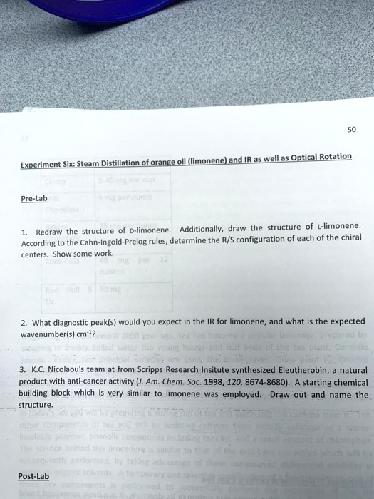 oil limonenelk and ir 5 wellas optical rotation expcriment six steam ...