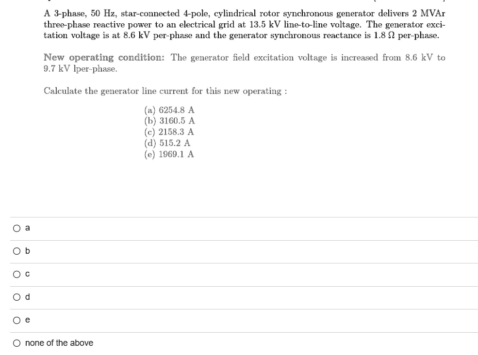 SOLVED: A 3-phase, 50 Hz, star-connected 4-pole, cylindrical rotor ...