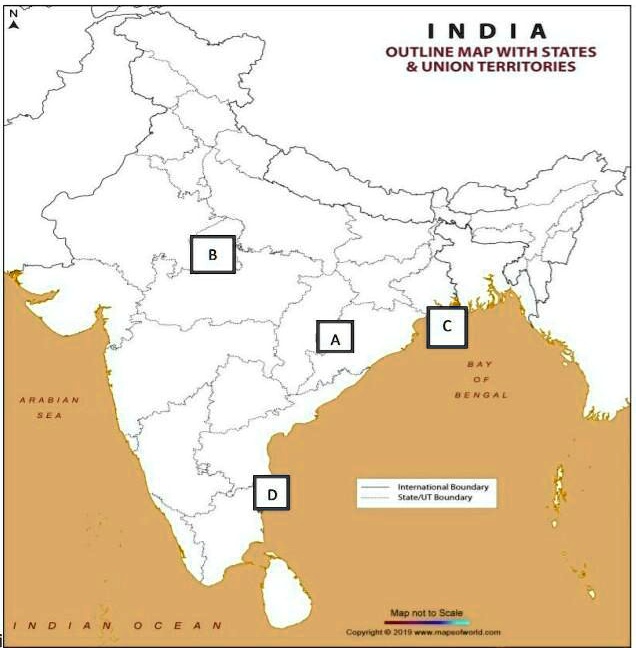 SOLVED: 'In an outline map of India, locations of the different places ...