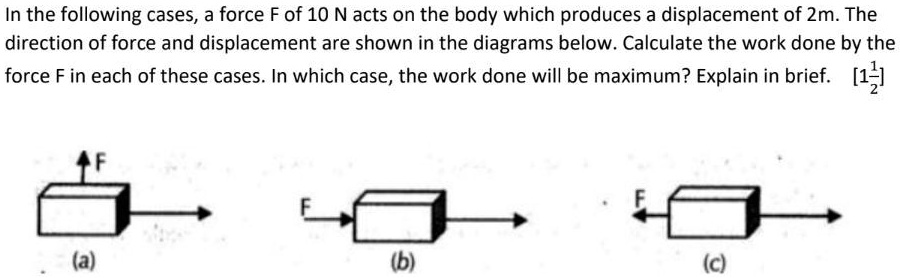SOLVED: 'In the following cases, a force F of 10 N acts on the body ...