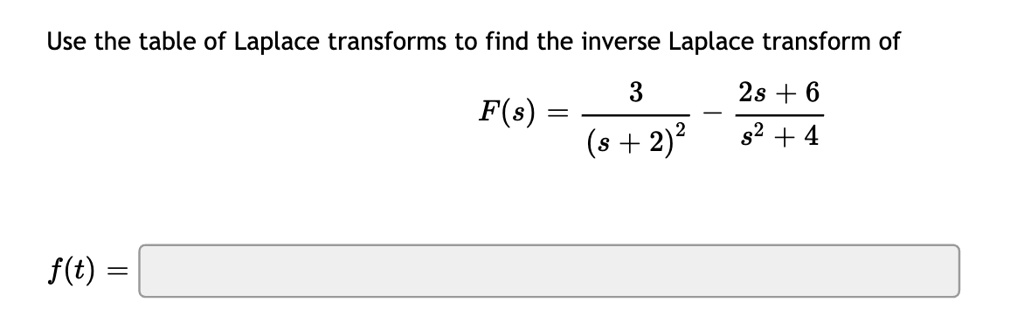 SOLVED: Use the table of Laplace transforms to find the inverse Laplace ...