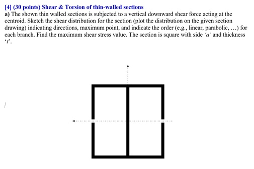 VIDEO solution: [4](30 points Shear Torsion of thin-walled sections a ...