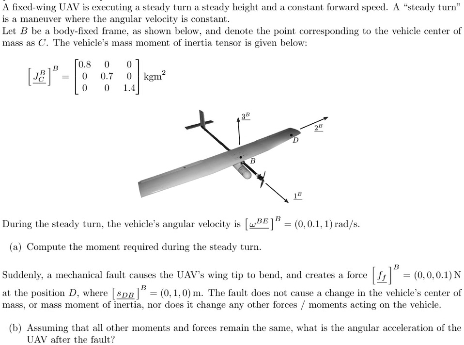 SOLVED: A fixed-wing UAV is executing a steady turn a steady height and a constant forward speed ...