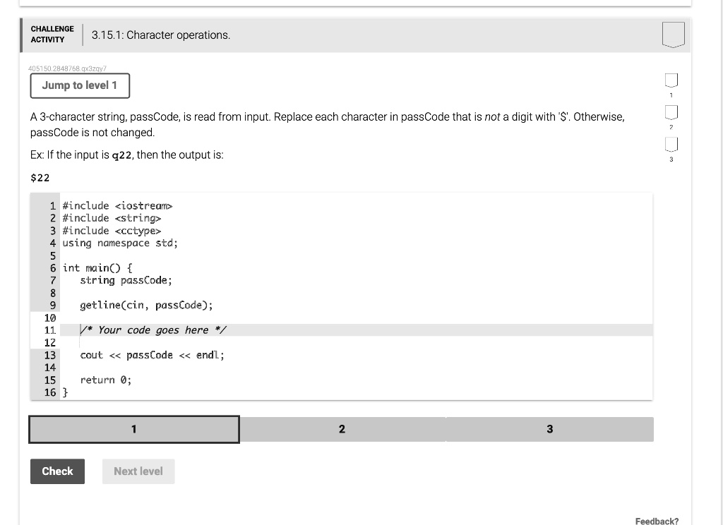 3151 Character Operations C A 3 Character String Passcode Is Read From Input Replace Each