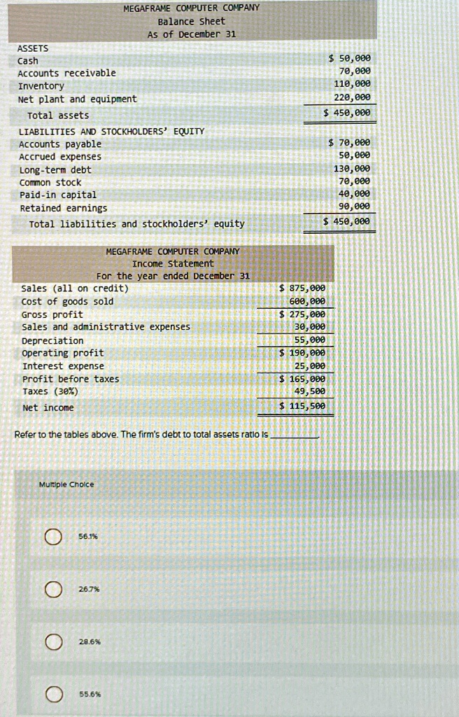 MEGAFRAME COMPUTER COMPANY Balance Sheet As of December...