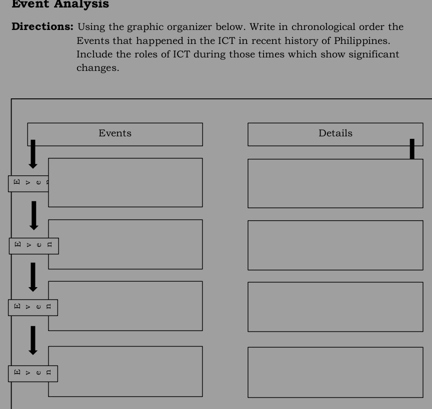 SOLVED: Event Analysis Directions: Using the graphic organizer below ...