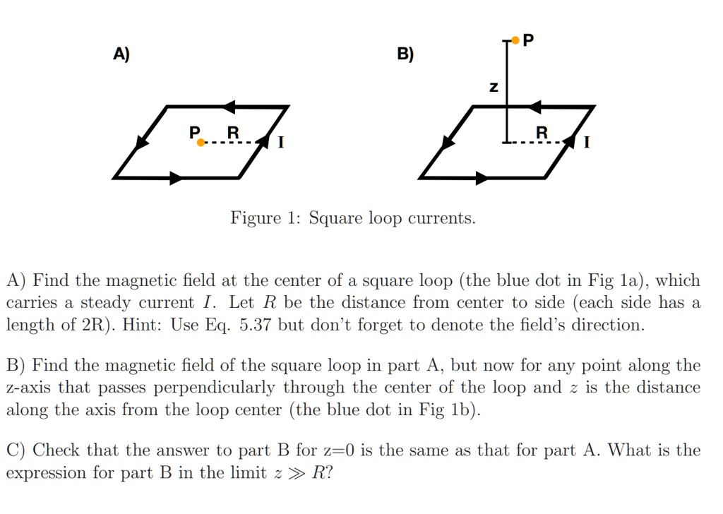 A) PR I B) Z P R I Figure 1: Square loop currents. A) Find the magnetic ...