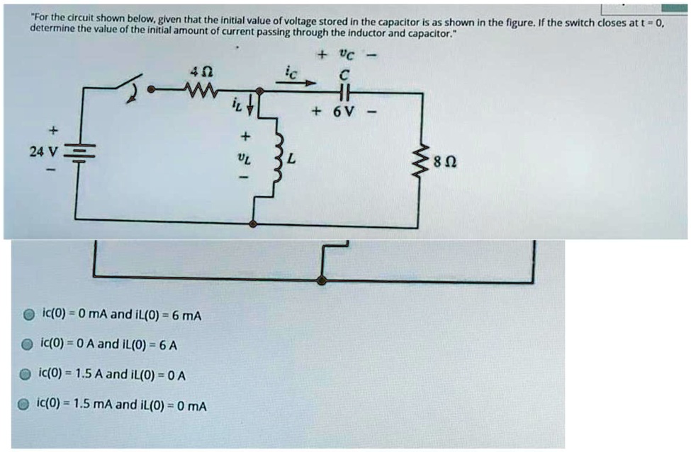 SOLVED: For the circuit shown below, given that the initial value of voltage stored in the ...