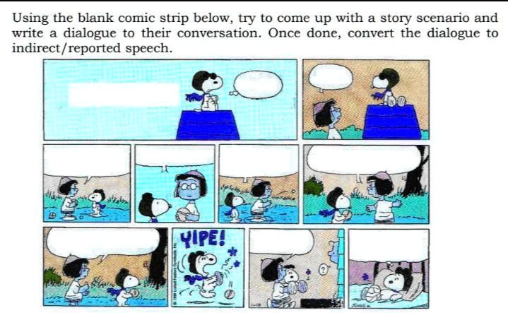 Please help, thanks. Nonsense = report. Using the blank comic strip ...