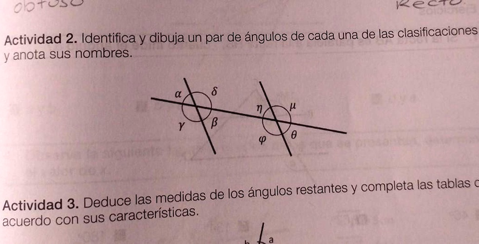 SOLVED: identifica y dibuja un par de ángulos de cada una de las ...