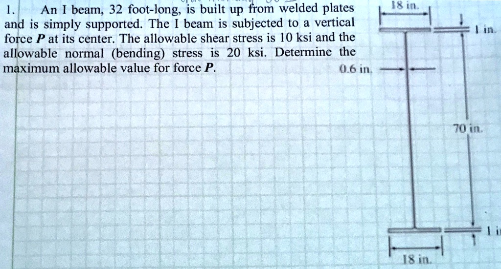 1. An I beam, 32 foot-long, is built up from welded plates and is ...