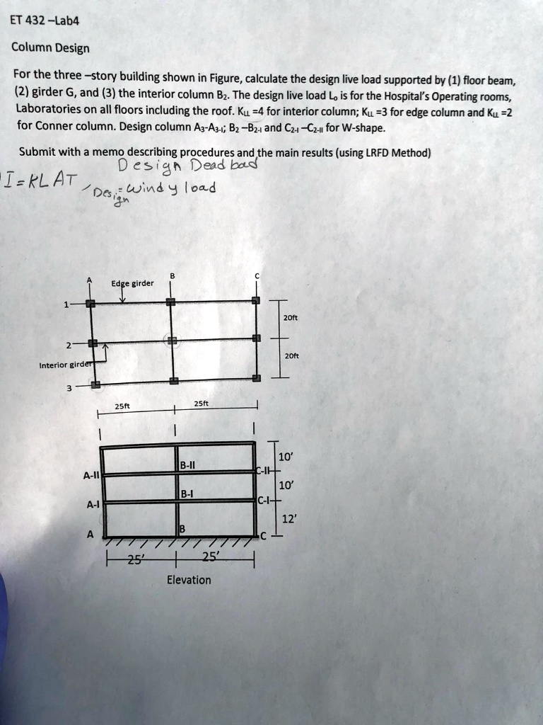 SOLVED: Column Design For the three-story building shown in Figure ...