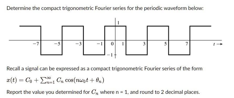 Determine The Compact Trigonometric Fourier Series For The Periodic Waveform Below 3 5 7 Recall